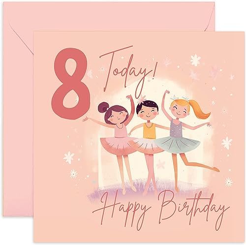 Old English Co. Eighth Birthday Card for Girls - Happy 8th Birthday ...