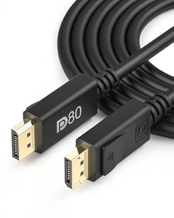 Amazon.com: 80Gbps Displayport Cable 2.1, 3.3FT 16K DP Cable [DP80, 16K ...