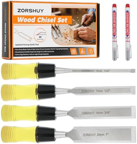 Amazon.com: Wood Chisel Sets，4-Piece Woodworking Tools Set, for ...