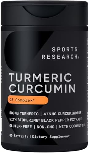Amazon.com: Sports Research Turmeric Curcumin C3 Complex - Softgels ...
