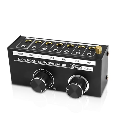 XMSJSIY 6.35mm/3.5mm Audio Selector Switcher 6-in-1-out 1/4 1/8″ TRS ...