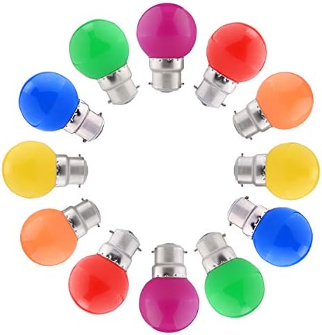 12 Pack Coloured LED Light Bulbs B22 Bayonet, Brightfour Festoon Golf ...