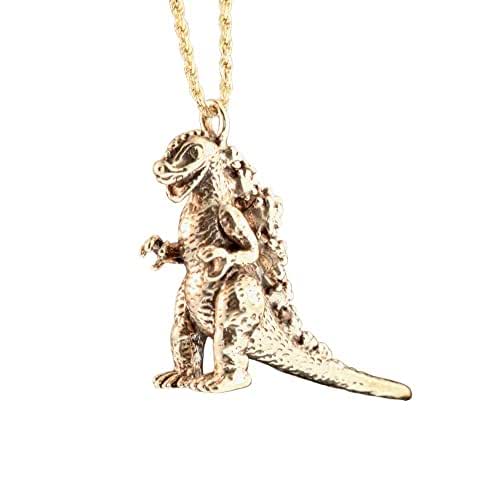 Amazon.com: Godzilla Necklace 14K Gold Godzilla Charm Godzilla Pendant ...