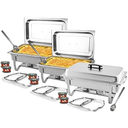 Amazon.com: Tiger Chef 8 Quart Full Size Stainless Steel Chafer and 3 1 ...