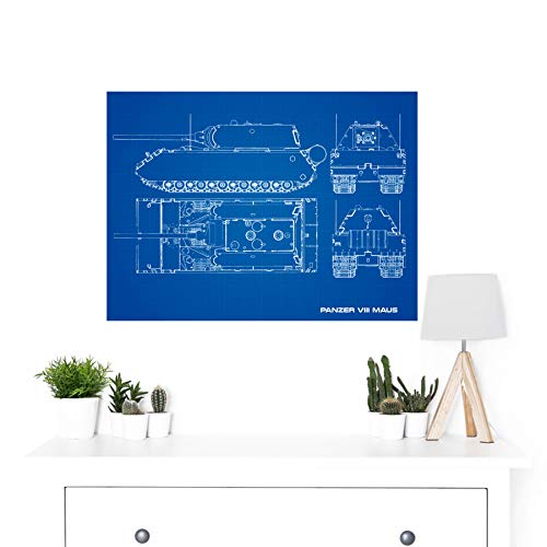 Panzer VIII Maus Super-Heavy Tank Blueprint Plan Premium Wall Art ...