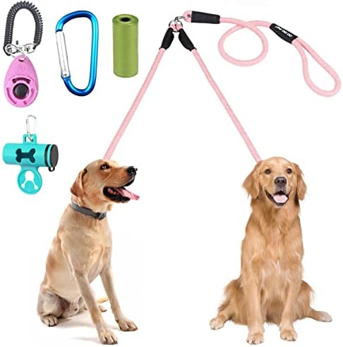 Double Dog Lead, Hands Free Dual Dog lead No Tangle 360°Swivel Rotation ...