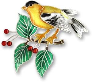 Amazon.com: Goldfinch Sterling Silver & Enamel Pin: Jewelry Pins ...
