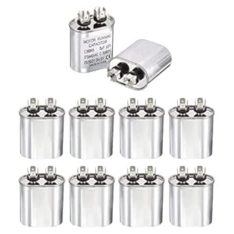 PATIKIL Motor Start Capacitor, 10 Pack 5uF 370VAC 440VAC, CBB65 Oval Run Capacitor, for Air ...