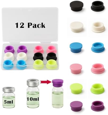 Amazon.com: 12 Pack Reusable Vial Caps, 6 Color-Coded Leak Proof Caps ...