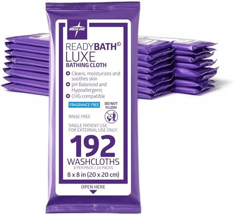 Amazon.com: Medline ReadyBath LUXE Extra Thick Adult Bath Wipes, 192 ...