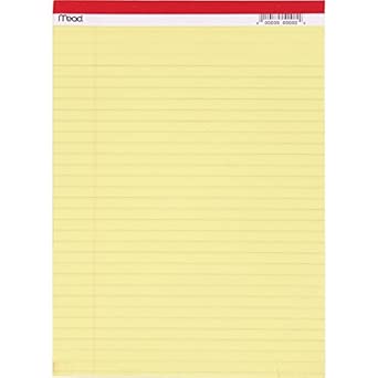Mead Legal Pad 8-1/2 In. X 11-3/4 In. Yellow.: 0043100596103: Amazon ...