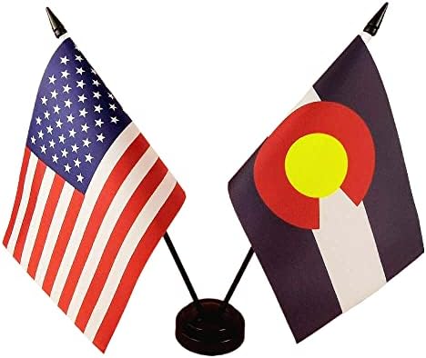 Amazon.com: America & Colorado Twin Desk Flag, US Colorado Table Flags ...