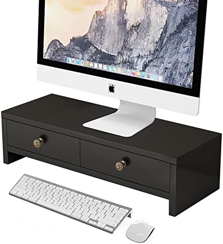 Amazon.com: WELLAND Monitor Stand Riser with Drawers, Computer Monitor ...