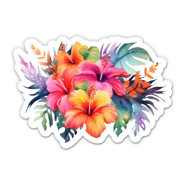 Amazon.com: Hibiscus Flowers Floral Stickers - 2 Pack - Waterproof ...