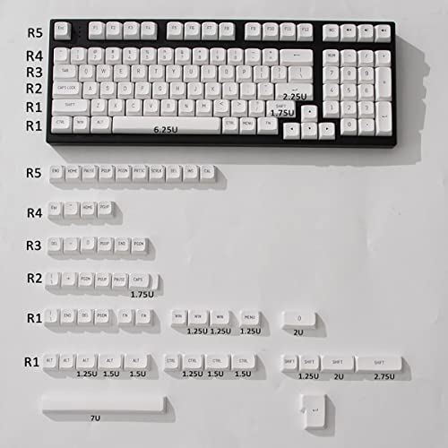 Double Shot Keycaps 150 Keys MSA Profile ISO/ANSI Layout White Keycap ...