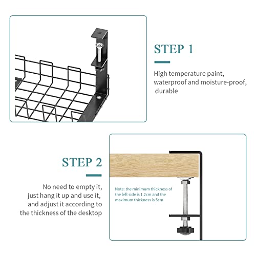 Under Desk Cable Management Tray Black Cable Channels Desk No Drilling ...