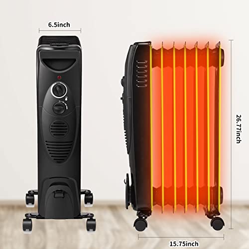 Snapklik.com : ZAFRO Oil Filled Radiator Heater, 1500W Portable ...
