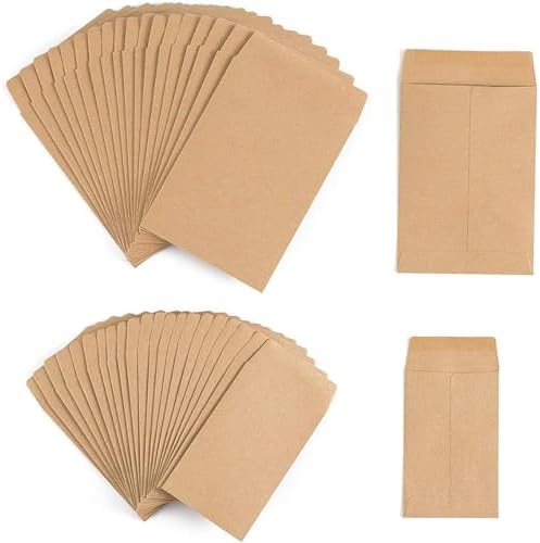 100 PCS Small Brown Envelopes, Mini Envelopes, Wage Envelopes, Small ...