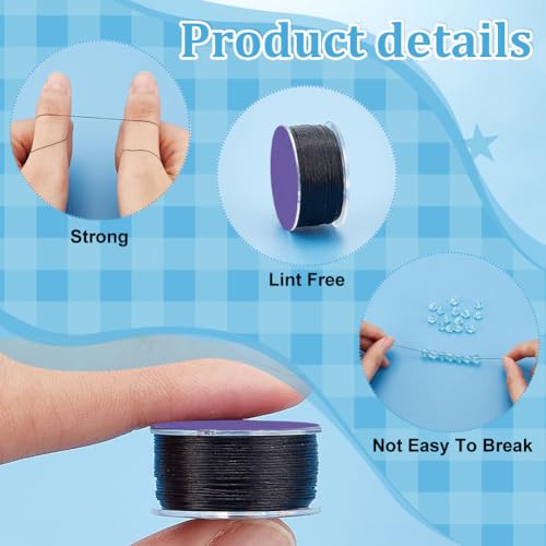 PH PandaHall 100 Yards 0.25mm Bracelet String Black Beading Thread Seed ...