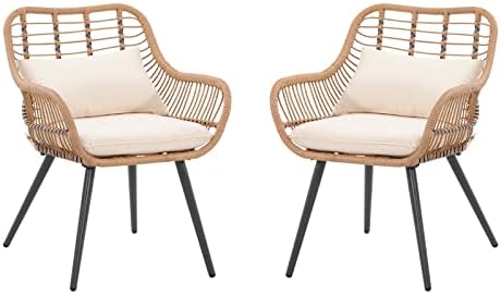 Amazon.com: Soleil Jardin Patio Dining Chairs Set of 2 with Wood Legs ...