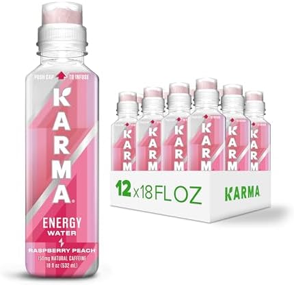 Amazon.com: Karma Raspberry Peach Energy Water l Caffeinated Natural ...