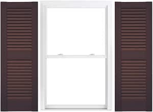 Amazon.com: Duralok Vinyl Exterior Shutters | One Pair | Louvered 50/50 ...