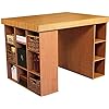 Amazon.com: Project Center Desk with Bookcase and 3 Bin Cabinet-Oak
