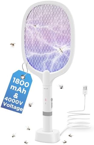 YISSVIC Electric Fly Swatter 4000V Bug Zapper Racket Rechargeable ...