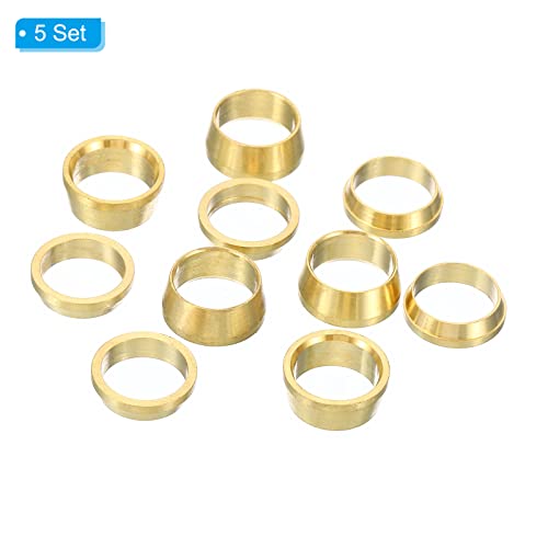 PATIKIL 10mm Tube OD Brass Compression Sleeves Ferrules 5Set Double ...