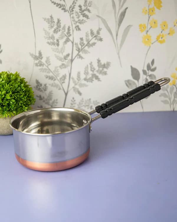Buy Heavy Gauge Steel Gas Induction Compatible 1 LTR Saucepan Induction ...