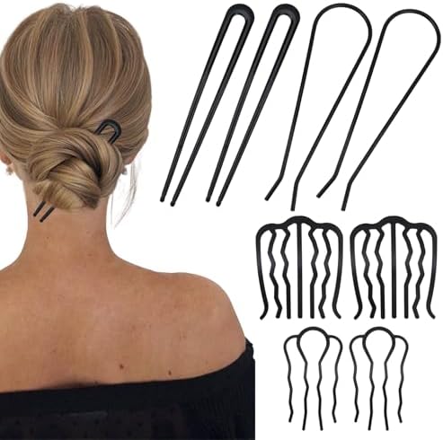 Amazon.com : French Hair Pin, 8 PCS Black Hair Pins for Women Metal ...