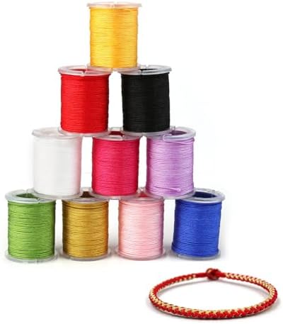 10 Rolls 0.8mm Nylon Beading Thread Cord, Colored Set Satin Cord ...
