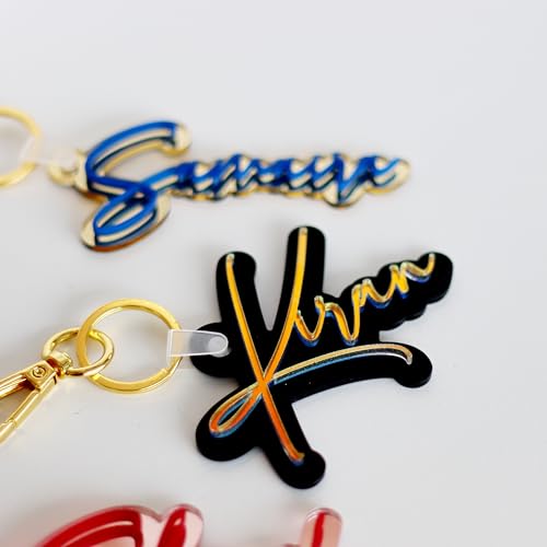 Amazon.com: Personalized Acrylic Keychain – Custom Name Bag Charm in ...