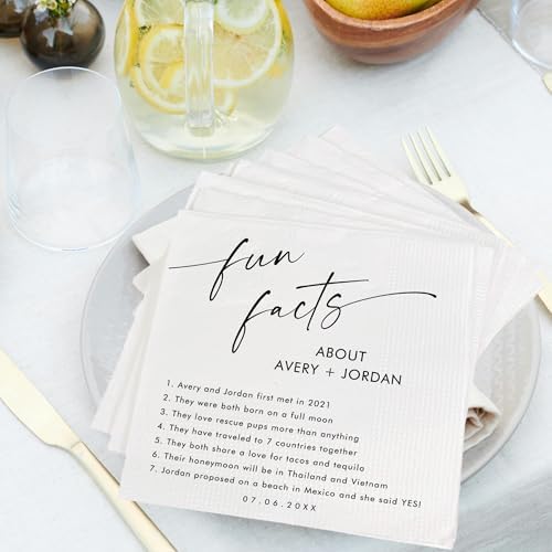Amazon.com: Personalized Fun Facts Wedding Napkins, Fun Facts Custom ...