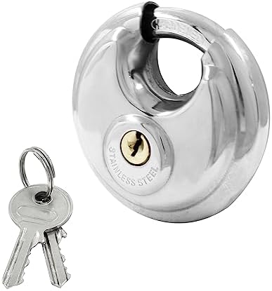 Biaungdo Round Disc Padlock, Heavy Duty Disc Locks Stainless Steel ...