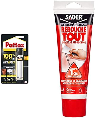 Pattex 100% Pâte à réparer multi-usages, Pâte epoxy bi-composante pour ...