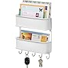 mDesign Letter Tray and Key Holder - Wall-Mounted Key and Letter Holder ...