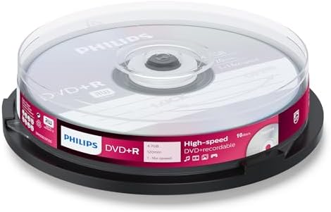 Philips DVD+R High-Speed (4.7 GB/120 Minutes Video, Speed 1-16x, Cake ...