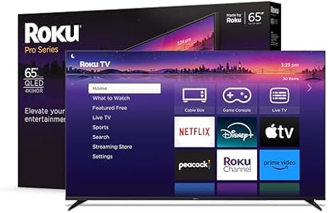 Amazon.com: Roku Smart TV – 65-Inch Pro Series 4K QLED RokuTV with Backlit Roku Voice Remote Pro ...