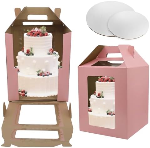 Amazon.com: Paremmin 4Pcs 12x12x14inch Tall Cake Boxes with 4 Windows ...