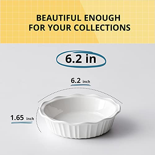 LIFVER Ceramic Pie Pans for Baking 6 Inches, Set of 4 Pie Dish, Pie ...