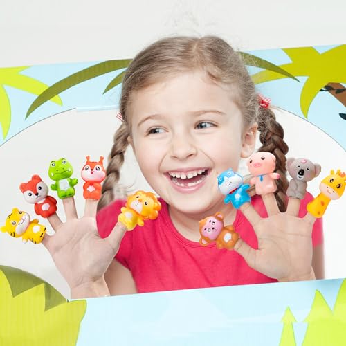 Animal Finger Puppets, Rubber Hand Puppets for Children, 10 Small ...