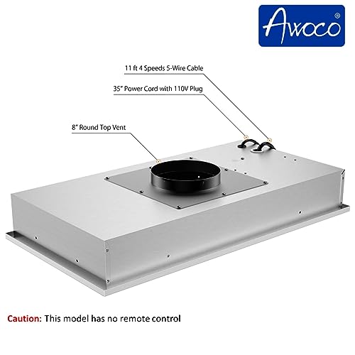 Awoco 14-1/2"D Super Quiet Split Insert Stainless Steel Range Hood, 4 ...
