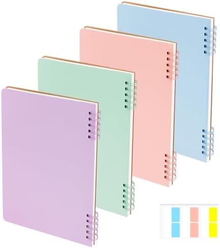 4 Pack A5 Spiral Notebook with 60 Pcs Tabs, Assorted Colors Line ...
