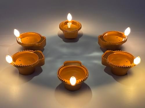 Buy Led Water Sensor Diya for Home (Pack of 6) E-Diya, Warm Yellow ...