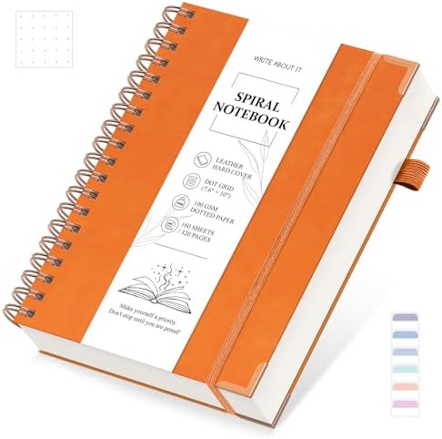Amazon.com : Waetou 4 Pack A5 Spiral Dot Grid Notebook Transparent PP ...