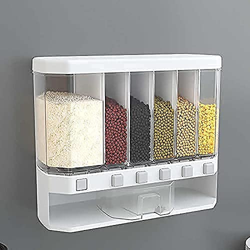 Wall-Mounted Dry Food Dispenser 6-Grid Cereal Dispensers Kitchen Food ...