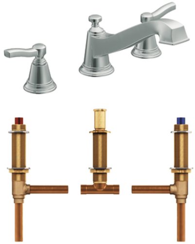 Moen TS923-4792 Rothbury Two-Handle Low Arc Roman Tub Faucet with Valve ...