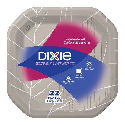 Dixie Ultra Moments Square Printed Disposable Paper Plates 10" 22ct ...