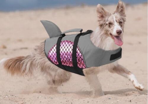 VBM Shark Dog Life Jacket, Ripstop Dog Life Vest Adjustable Pet Life ...